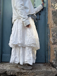 Elorganza Tiered Crinkle Cotton Skirt - Schnee – Morgan